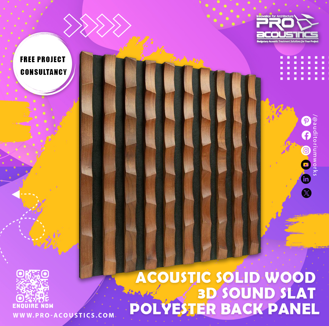 Acoustic Solid Wood 3d Sound Slat Polyester back panel - Sound Proofs