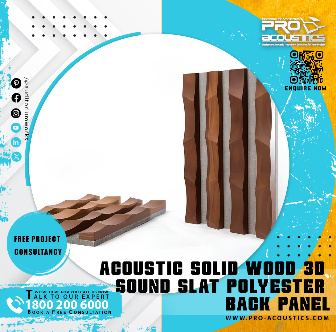 Acoustic Solid Wood 3d Sound Slat Polyester back panel - Sound Proofs
