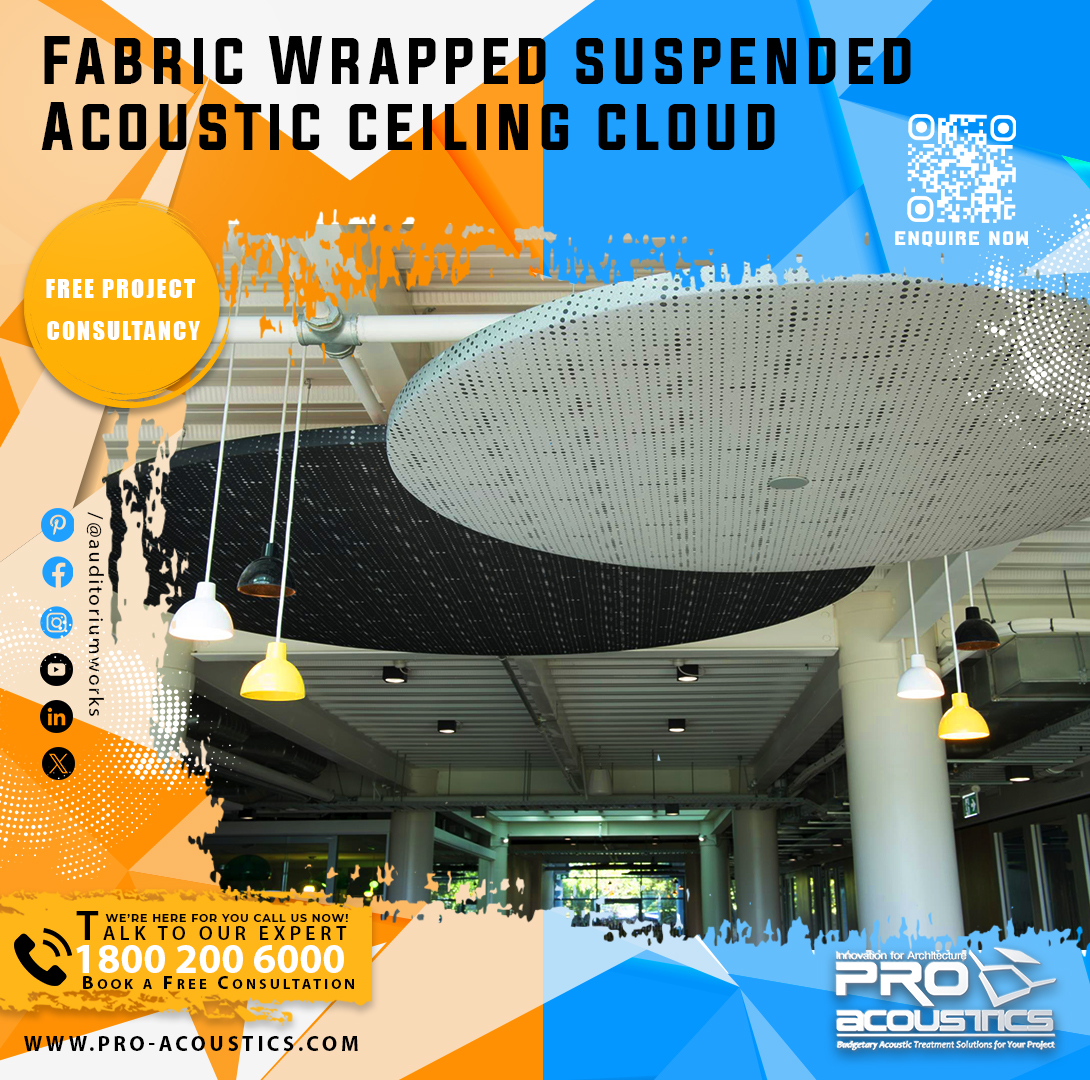 Fabric Wrapped Suspended Acoustic Ceiling Cloud - Sound Proofs