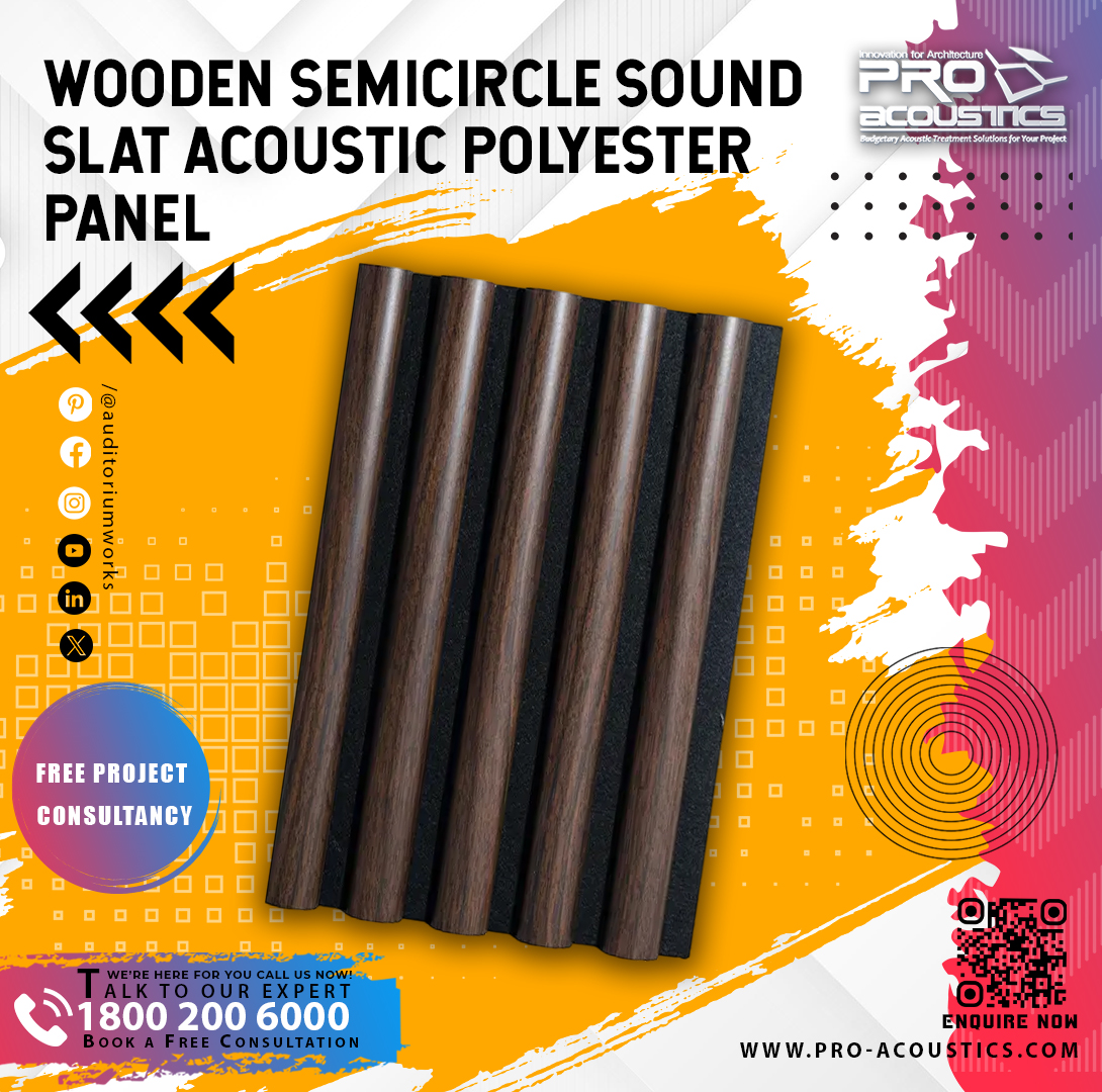 Wooden Semicircle Sound Slat Acoustic polyester panel - Sound Proofs